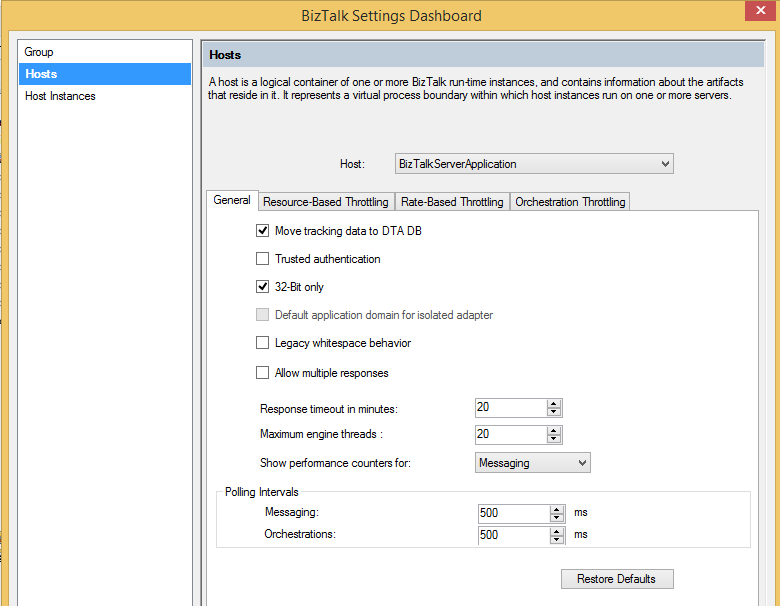 Biztalk Setting Dashboard Host Level Part 1 Hooking Stuff Together